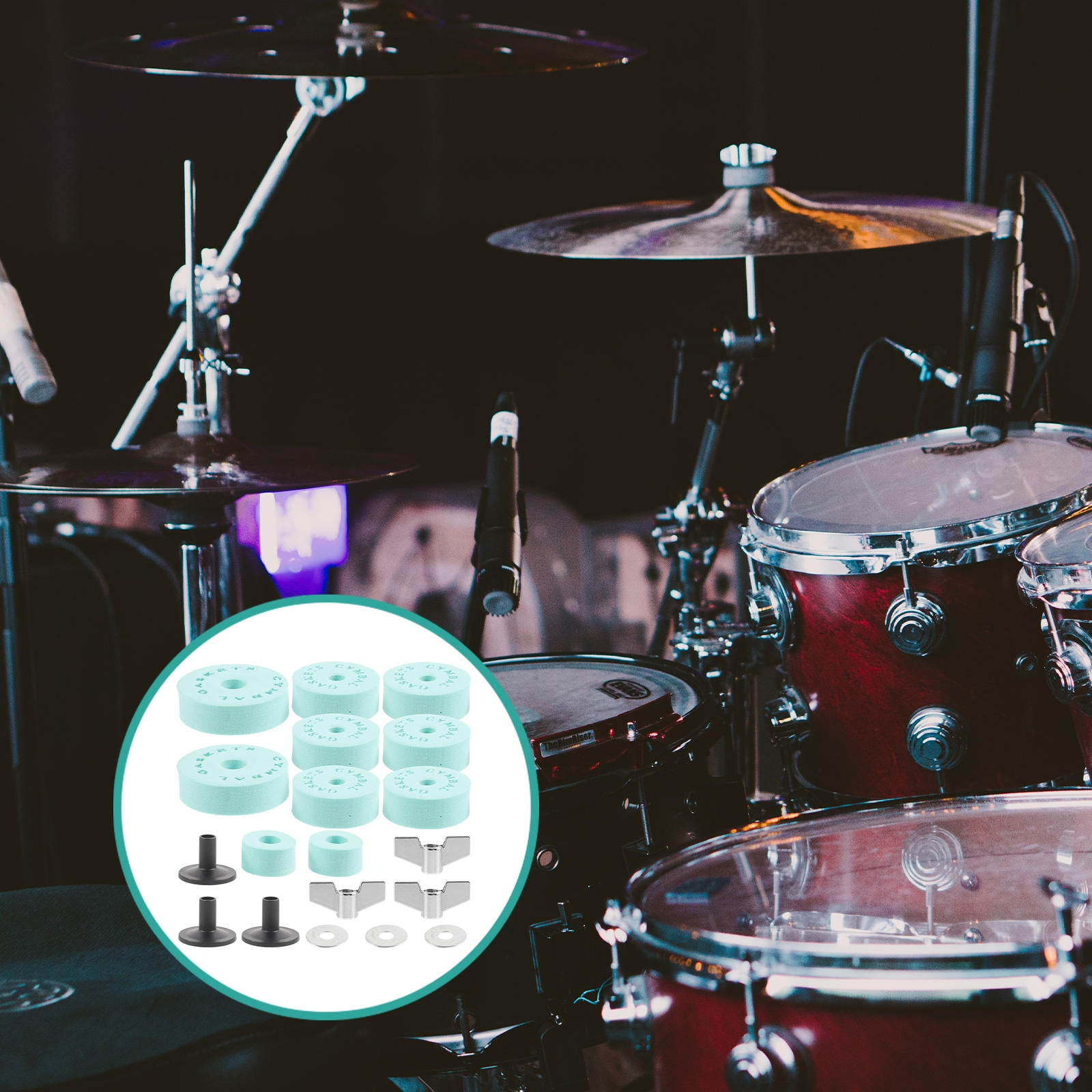 ADDHAT 1Set Cymbal Stand Tube Drum Kit Pad 1.97X1.97X0.47in Metal EVA ...