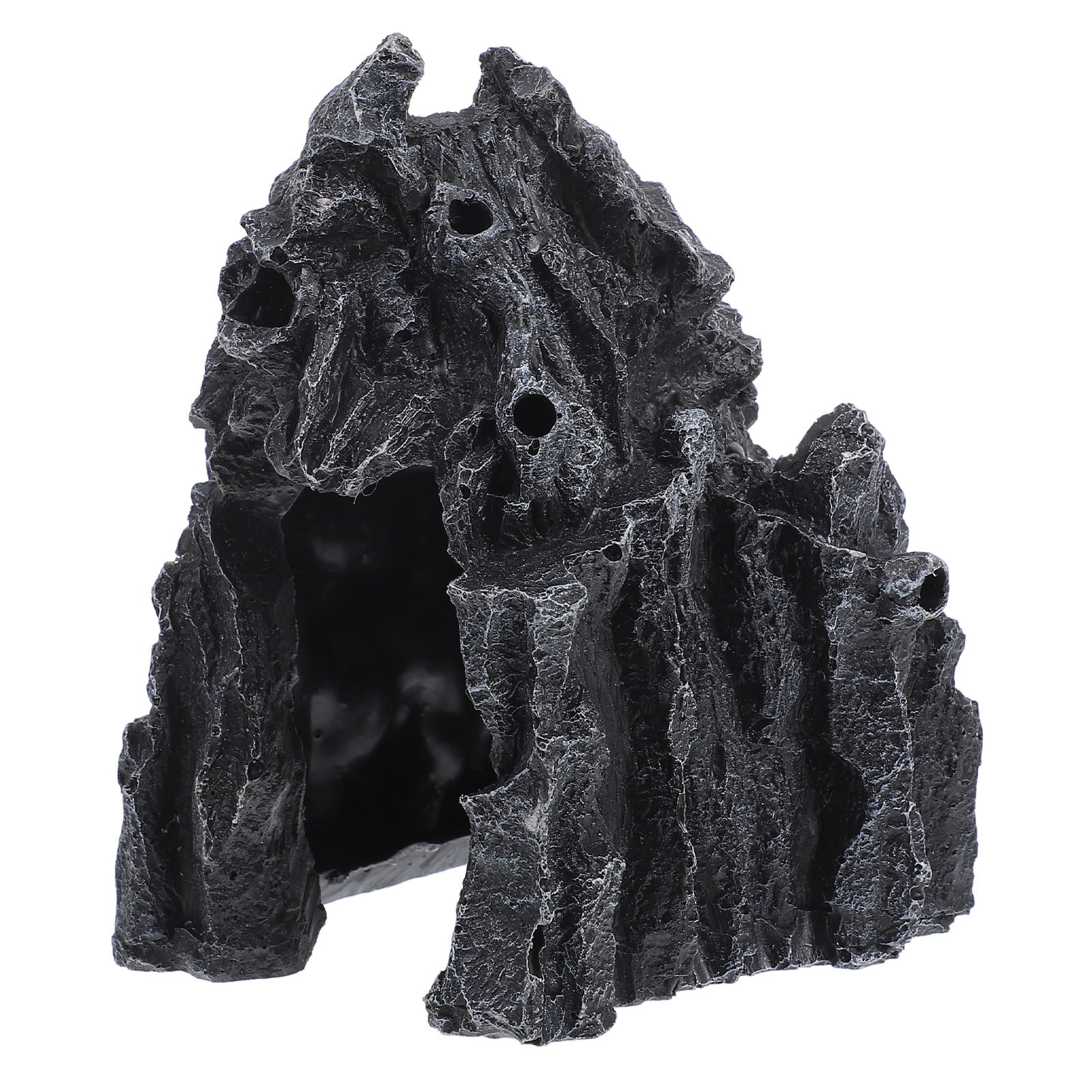 ADDHAT 1Set Lizard Cave Resin Habitat Decoration Black for Pet Owners ...