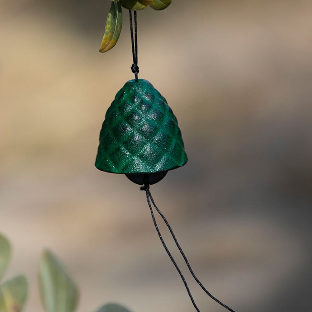 ADDHAT Metal Wind Chimes for Outdoors Pine Cone Bell Wind Chime Green ...