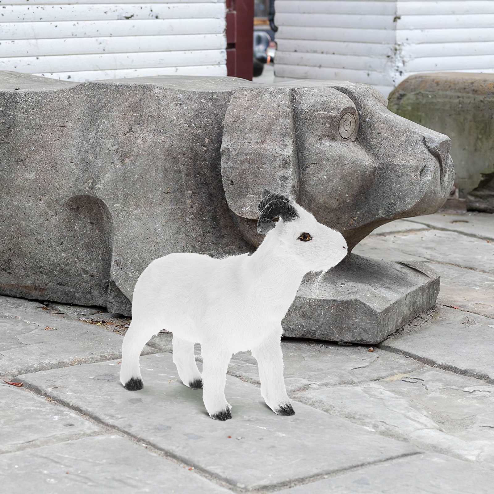 ADDHAT 1Set Small Goat Statue Animal Figurines Faux Animal Hair For Diy ...