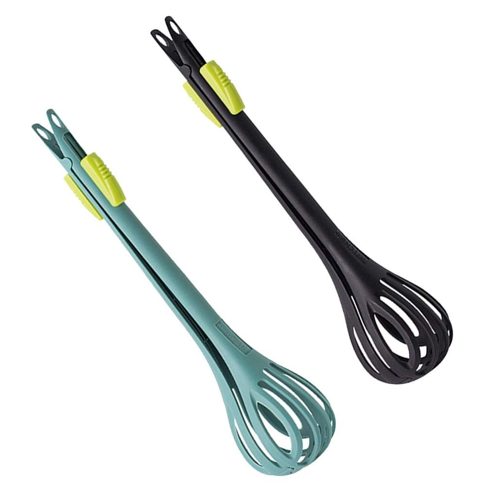 ADDHAT 2 Pcs Nylon Food Tongs Tool for Mixing Foods in Kitchen Black ...