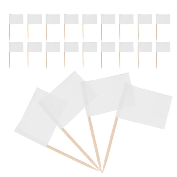 ADDHAT 200pcs White Paper and Label Picks with Simple Design for Buffet ...