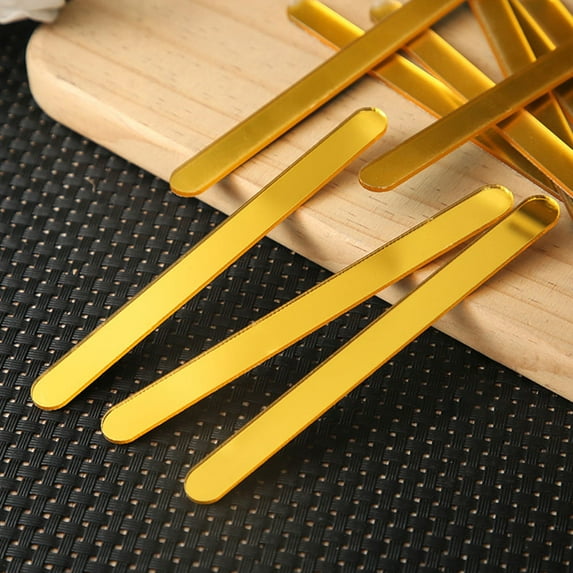 ADDHAT 20Pcs Golden Acrylic Craft Sticks for Ice Cream Making and Cake ...