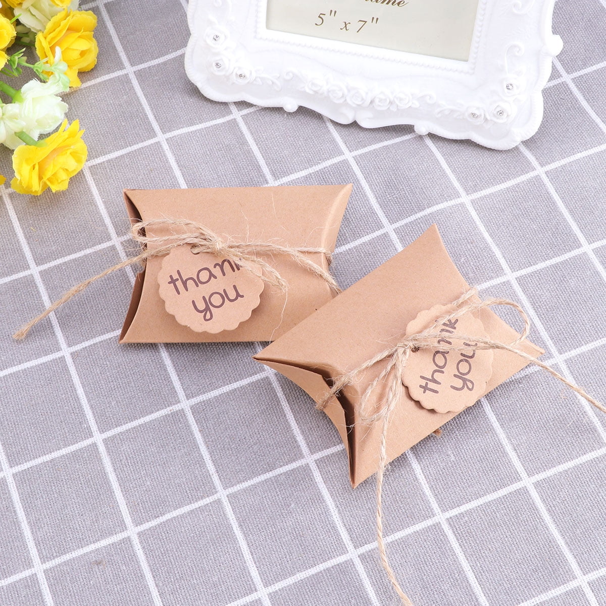 ADDHAT 20pcs Kraft Paper Candy Boxes Packaging Boxes Design Pillow ...