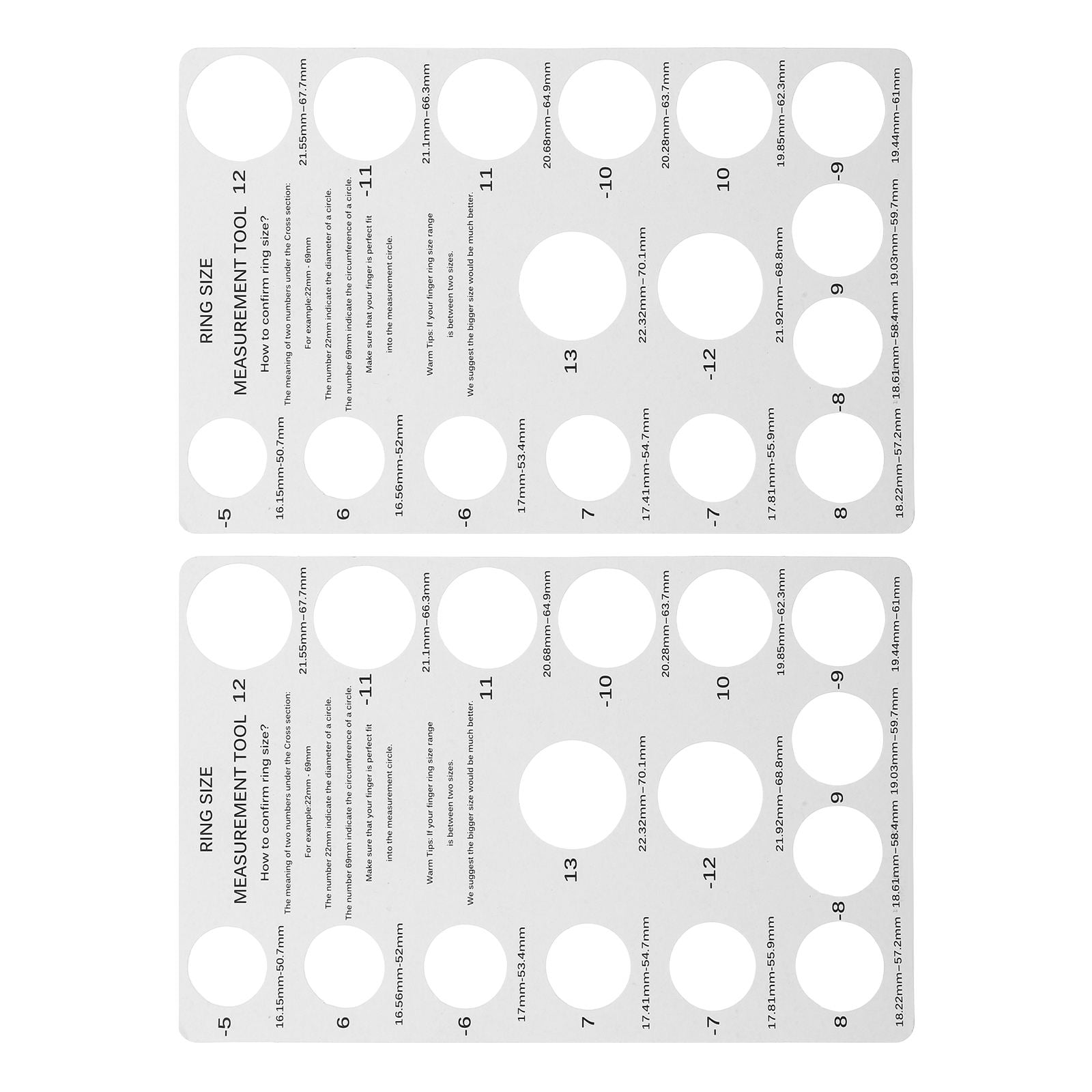 ADDHAT 2Pack Ring Measuring Ruler White Cardboard Finger Gauge for ...