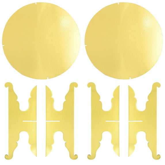 ADDHAT Set of 2 Golden Round Paper Dessert Display Stands, Unique Cake ...