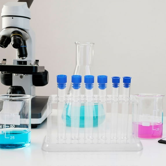 ADDHAT 2Sets Clear Plastic Test Tubes with Caps and Rack Assorted ...