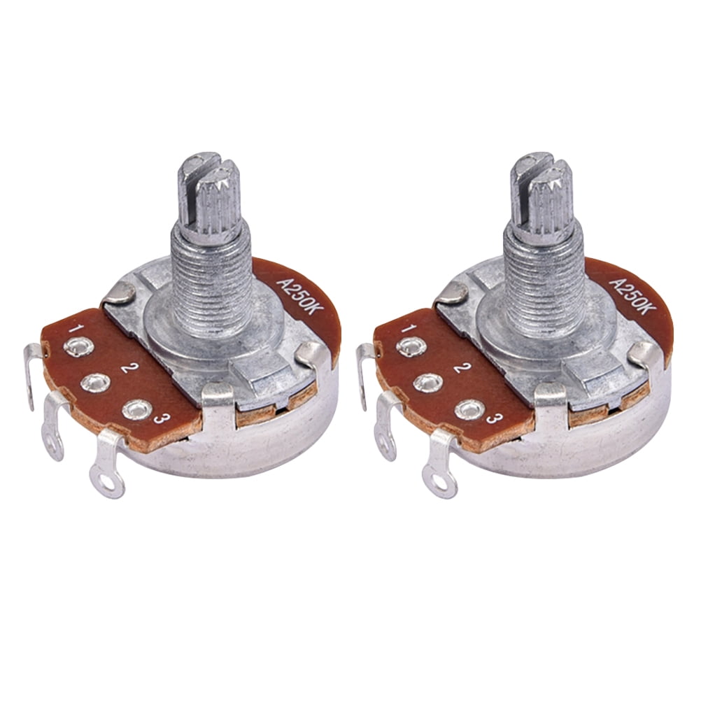 ADDHAT 2Pcs Electric Guitar Pots Silver Long Knurled Shaft Audio Taper ...
