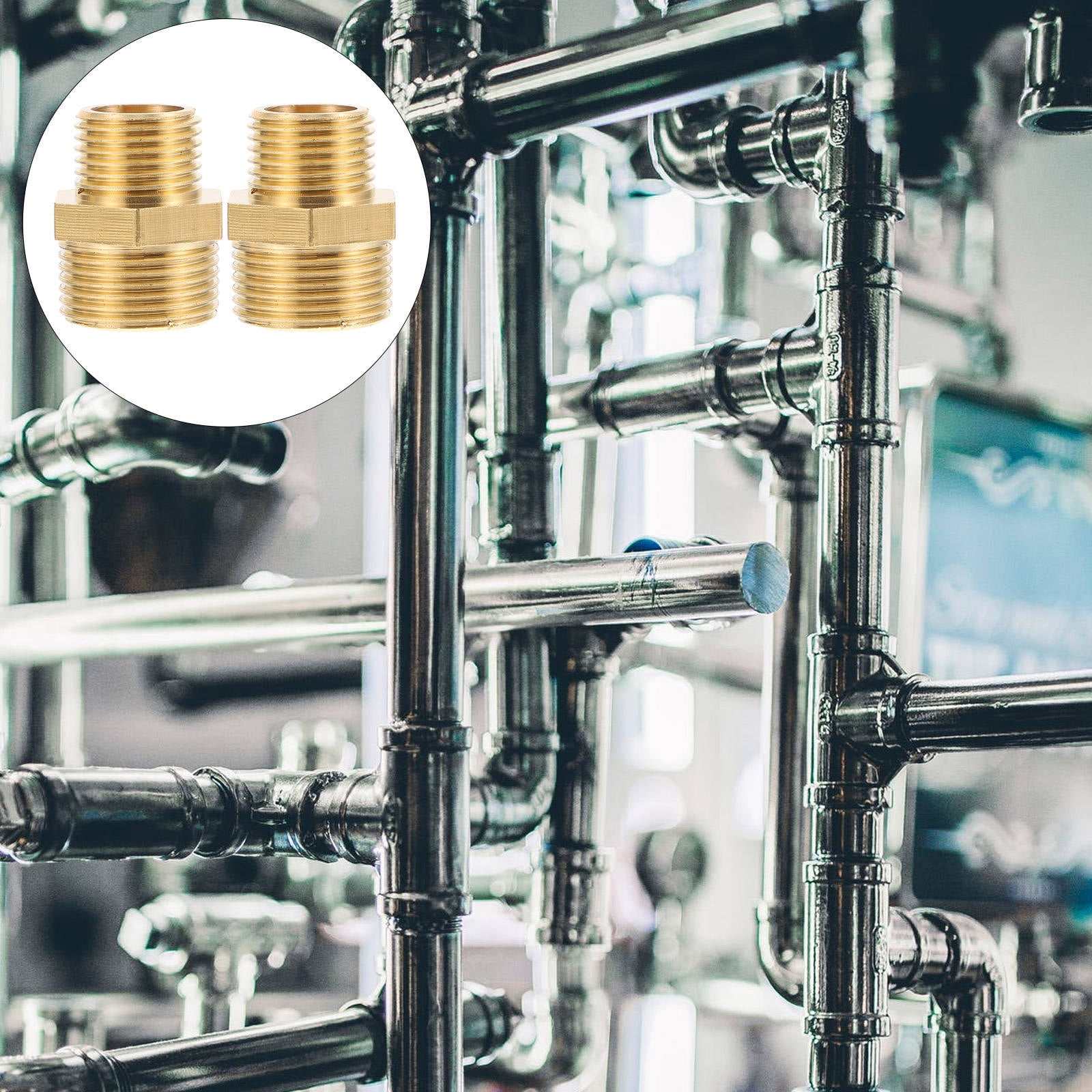 ADDHAT 2pcs Brass Reducer Golden Pipe Fitting Connector Plumbing ...