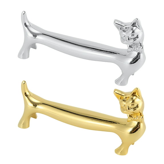 ADDHAT Set of 2 Zinc Alloy Cat-Shaped Chopstick Rests Flatware Holders ...