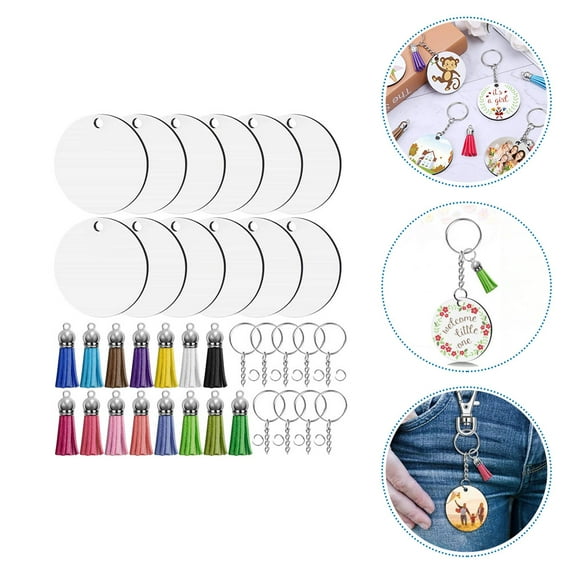 ADDHAT Assorted Color Wooden Keychain Pendants for DIY Crafts 30Sets ...