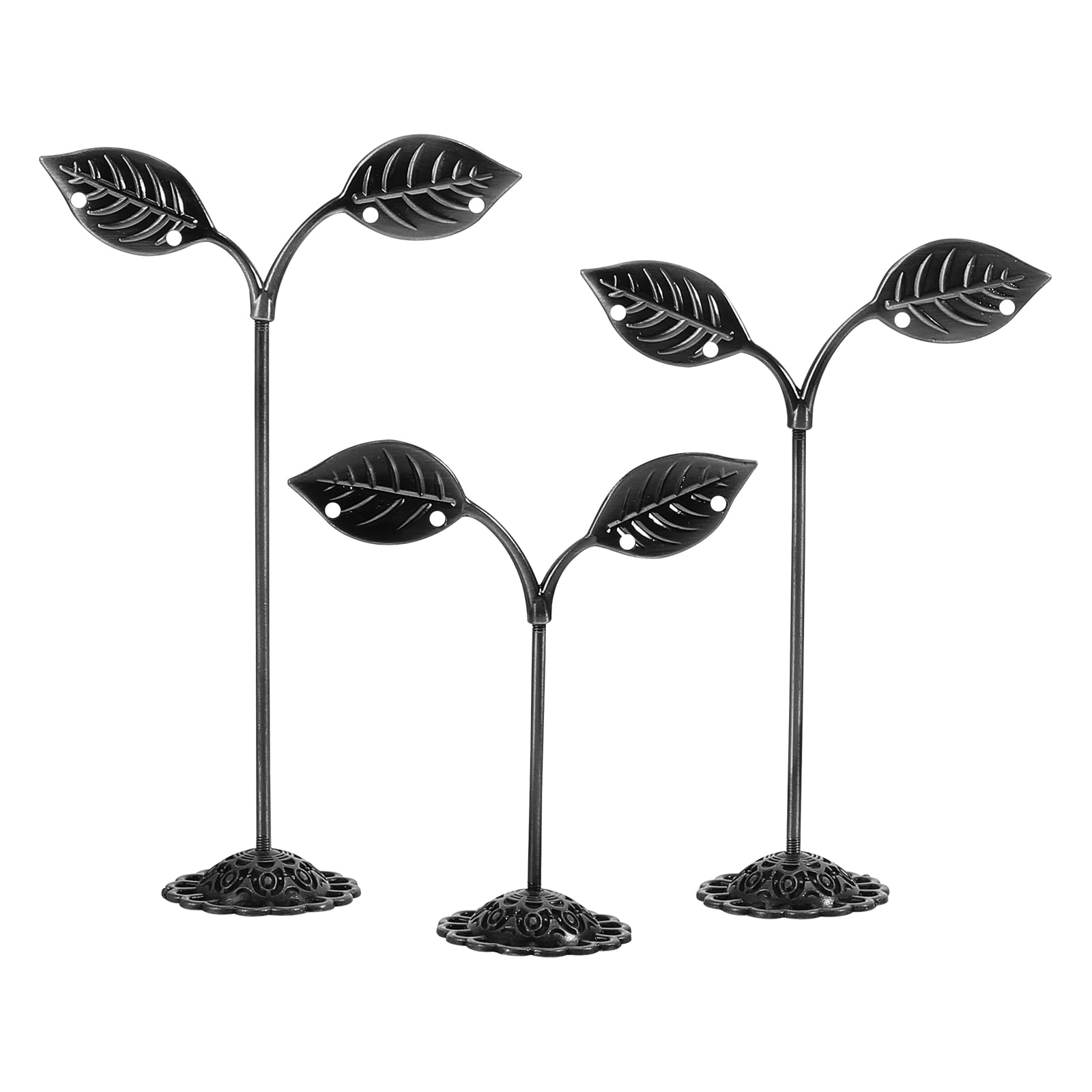 ADDHAT Set of 3 Black Iron Jewelry Display Stands with Rectangular Base ...