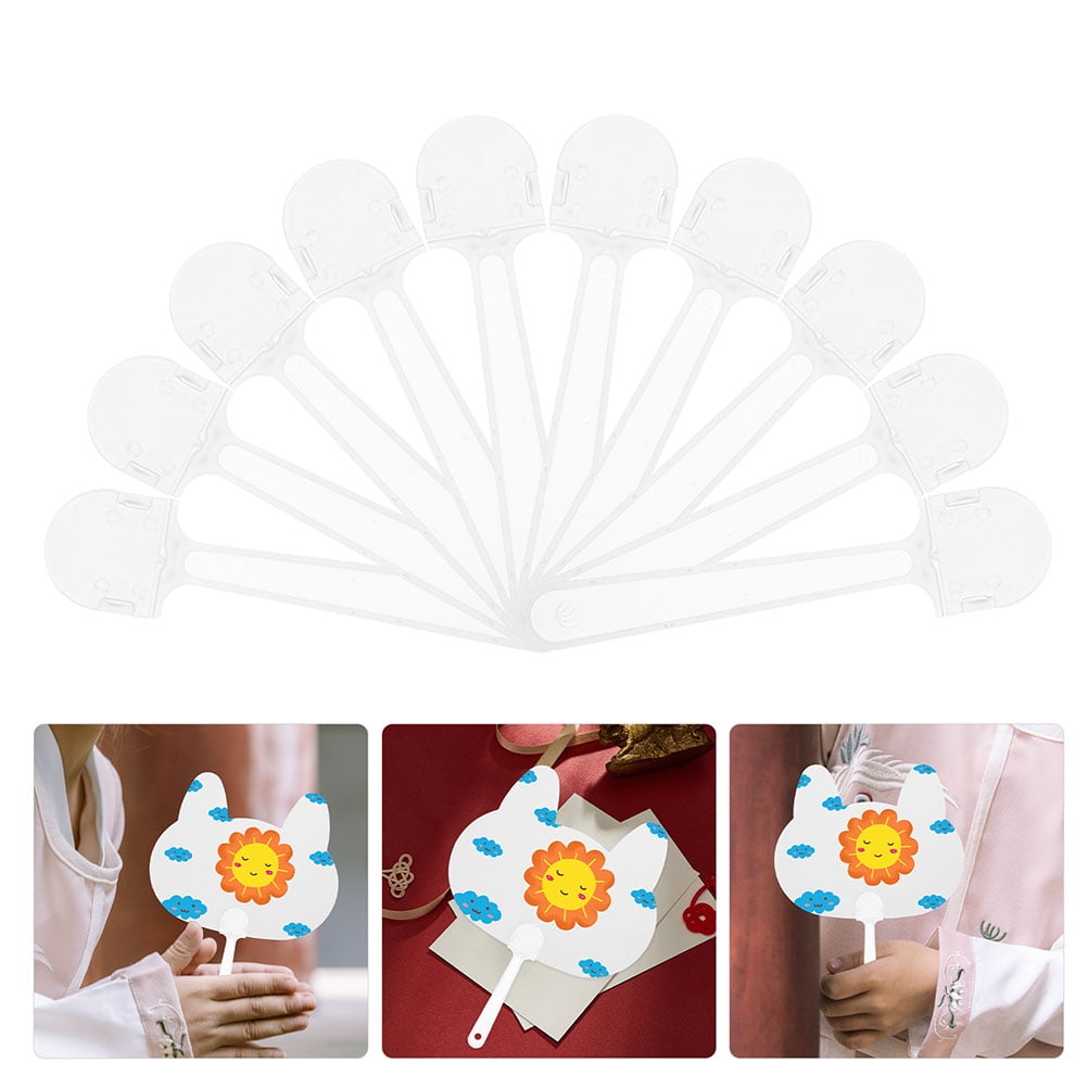 ADDHAT 40PCS Plastic Hand Fan Handles for Crafting Classes and Parent ...