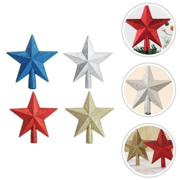 ADDHAT 4Pcs Assorted Color Star Adornments Xmas Tree Toppers Plastic ...