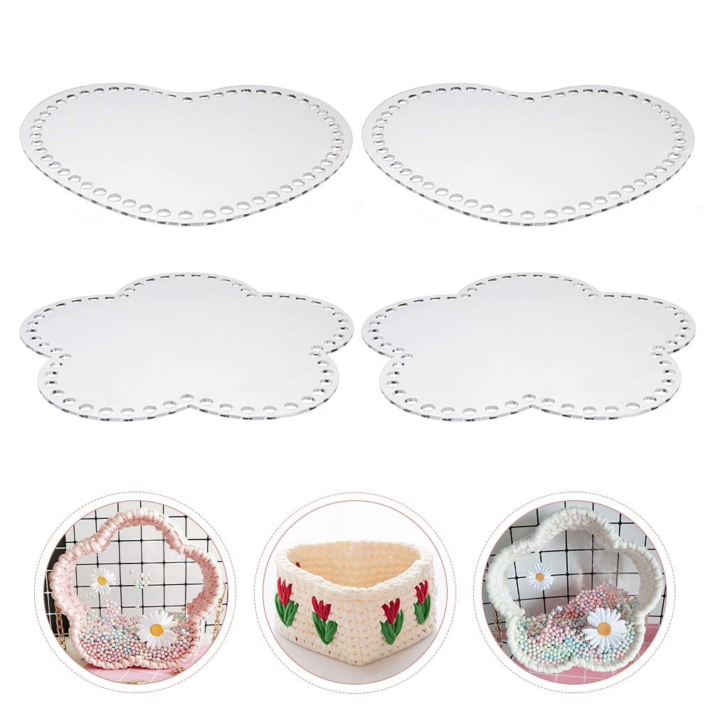 ADDHAT 4Pcs Crochet Base For Purse Transparent Acrylic Flower Shape Diy ...