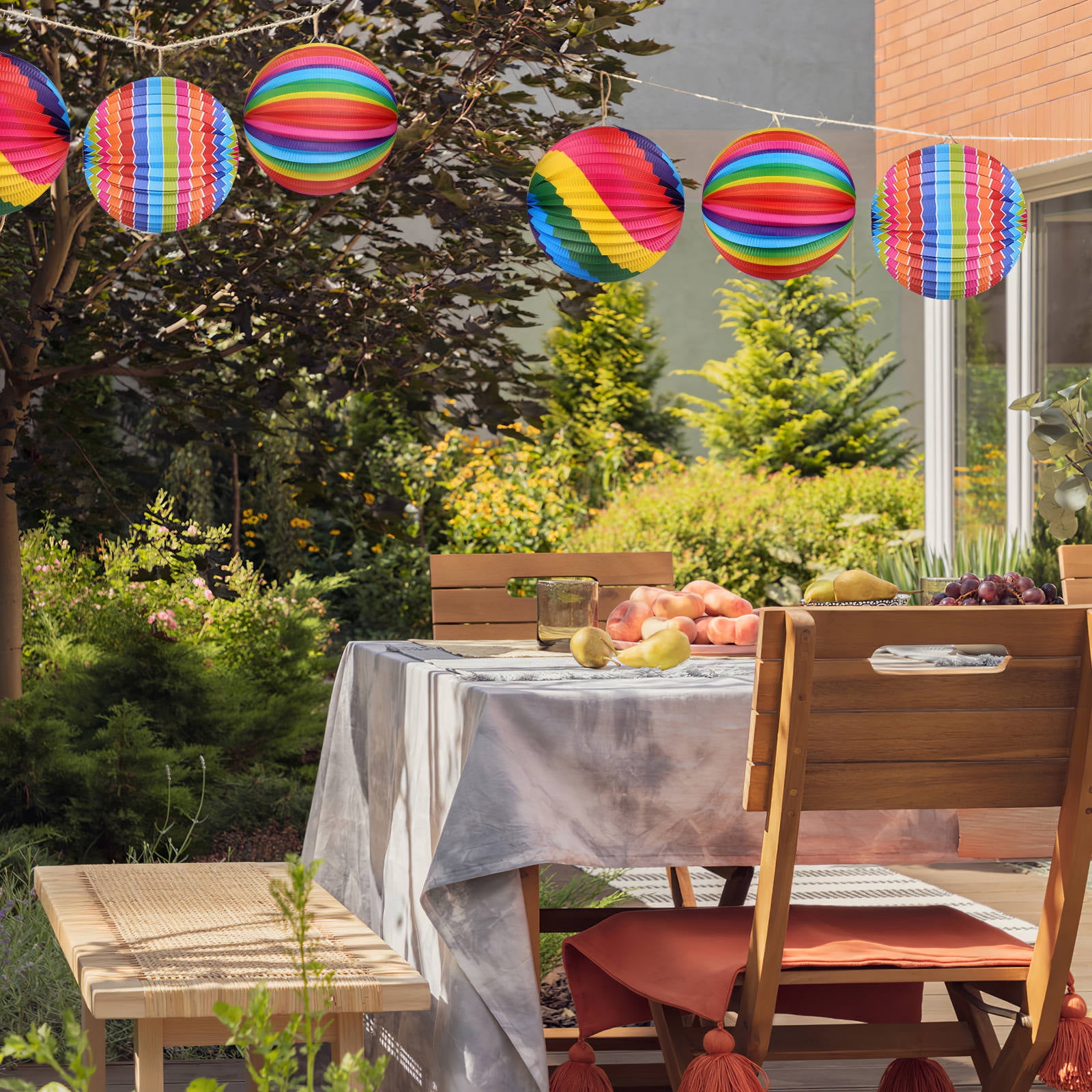 ADDHAT 4Pcs Paper Lanterns Lamp Shades Colorful Festival Style Wedding ...