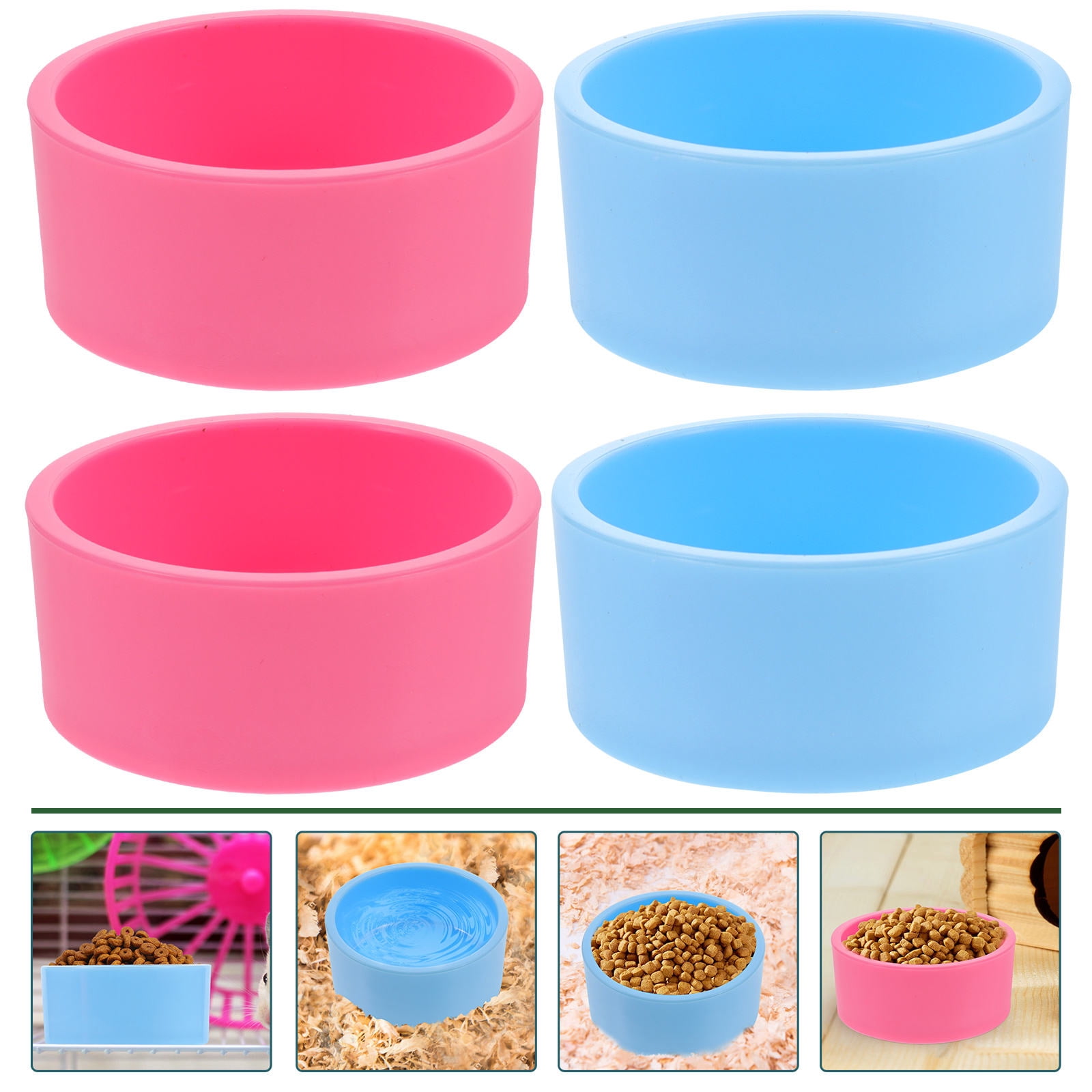 ADDHAT Plastic Hamster Bowls Blue 4Pcs for Pet Feeding - Walmart.com