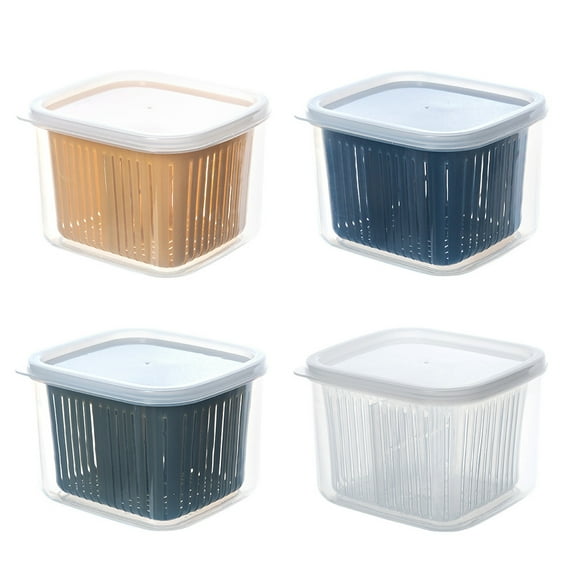 ADDHAT 4Pcs Vegetable Storage Containers Assorted Color PP Drainage ...