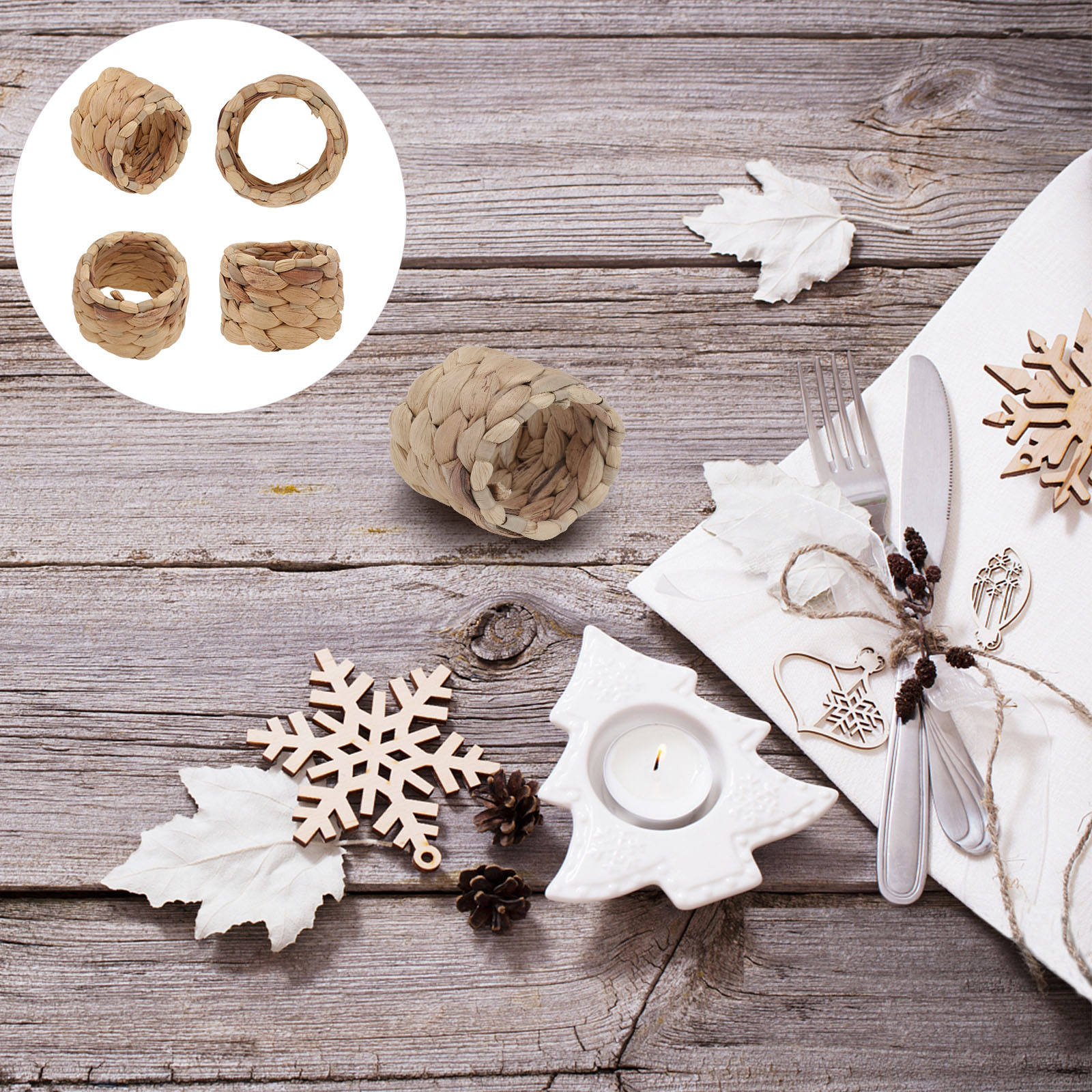 ADDHAT 4pcs Craft Napkin Rings Straw Napkin Holding Decor For Party ...