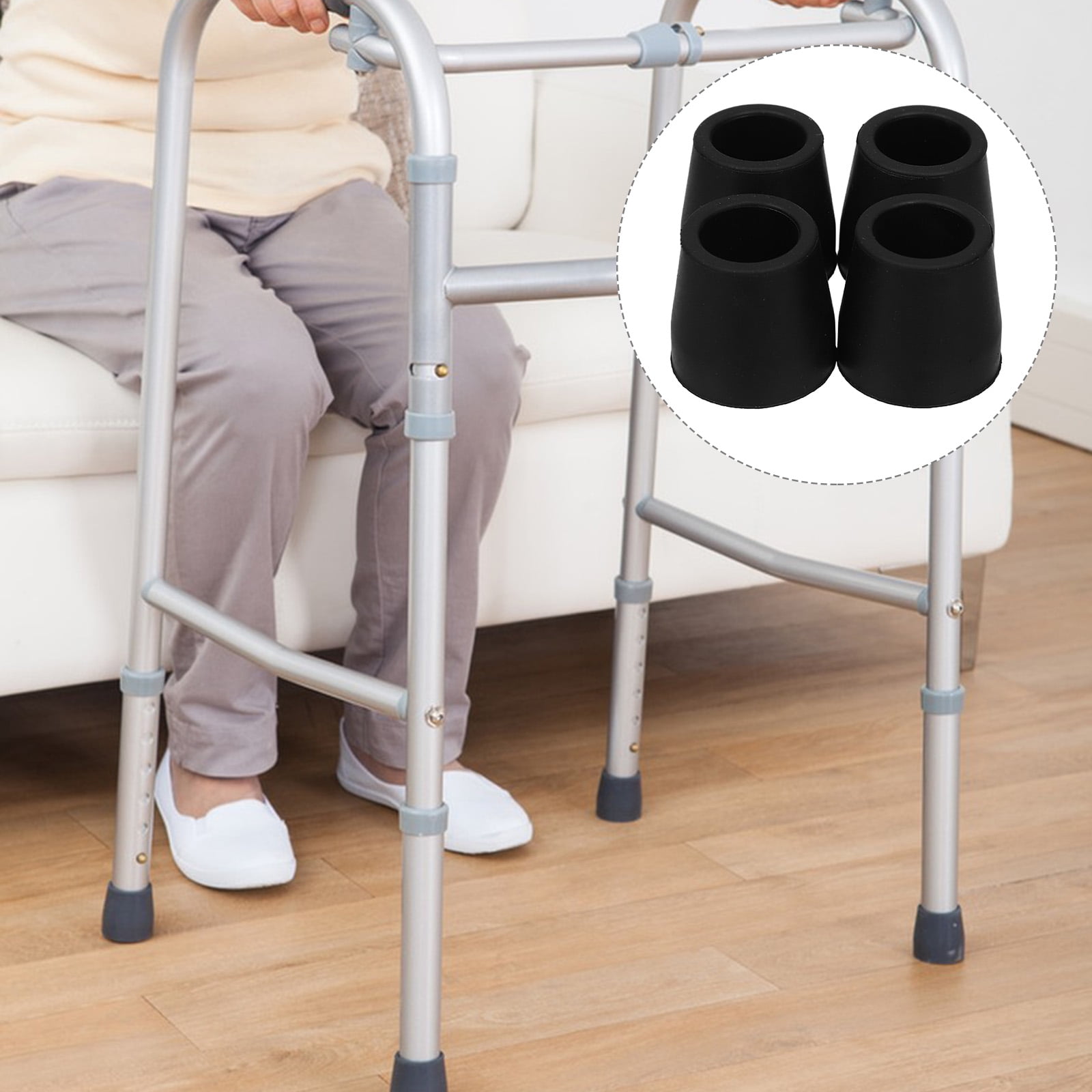 ADDHAT Anti- Rubber Leg Tips for Walkers and Furniture, Black ...