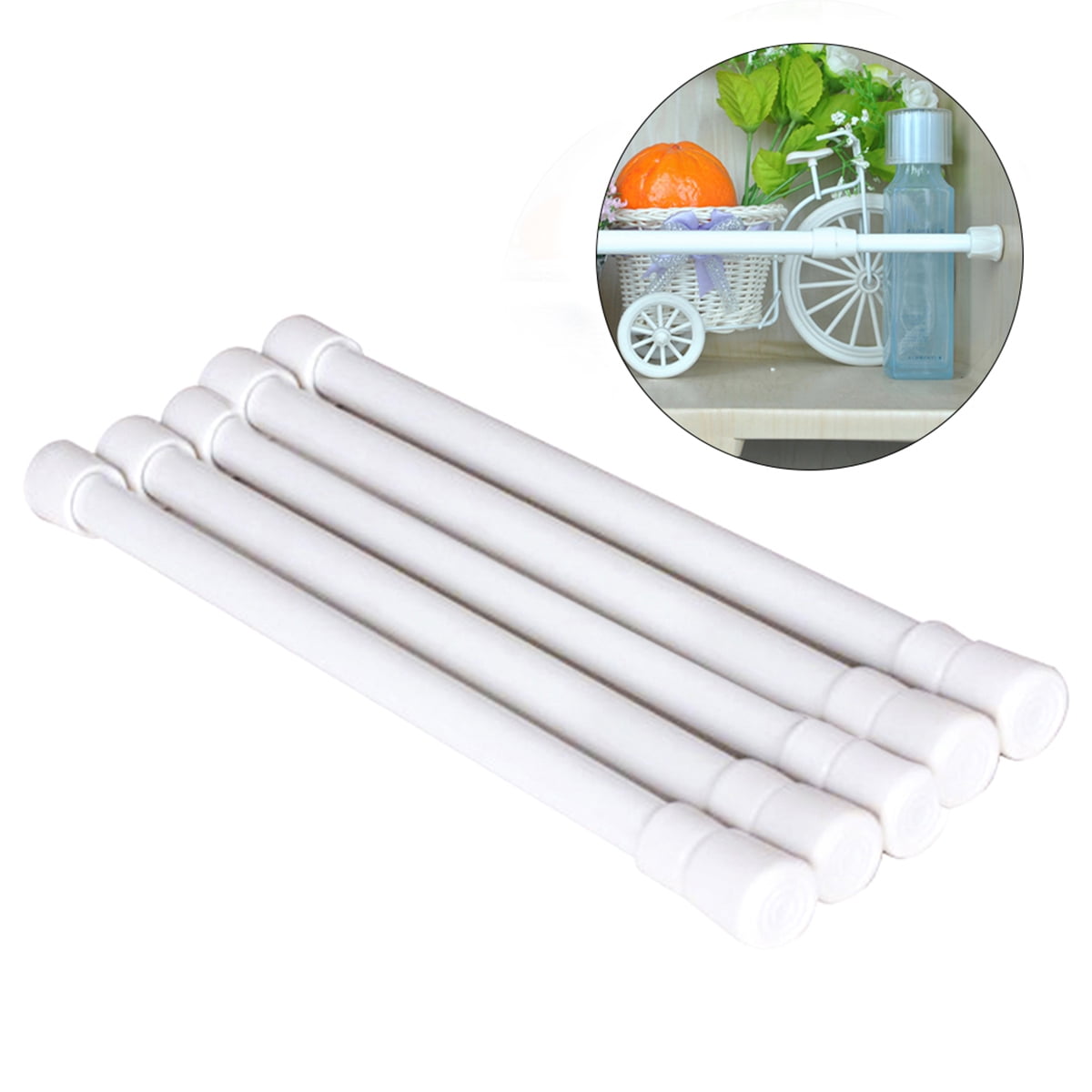 ADDHAT 5 PCS Bathroom Shower Curtain Rod Adjustable Shower Curtain ...
