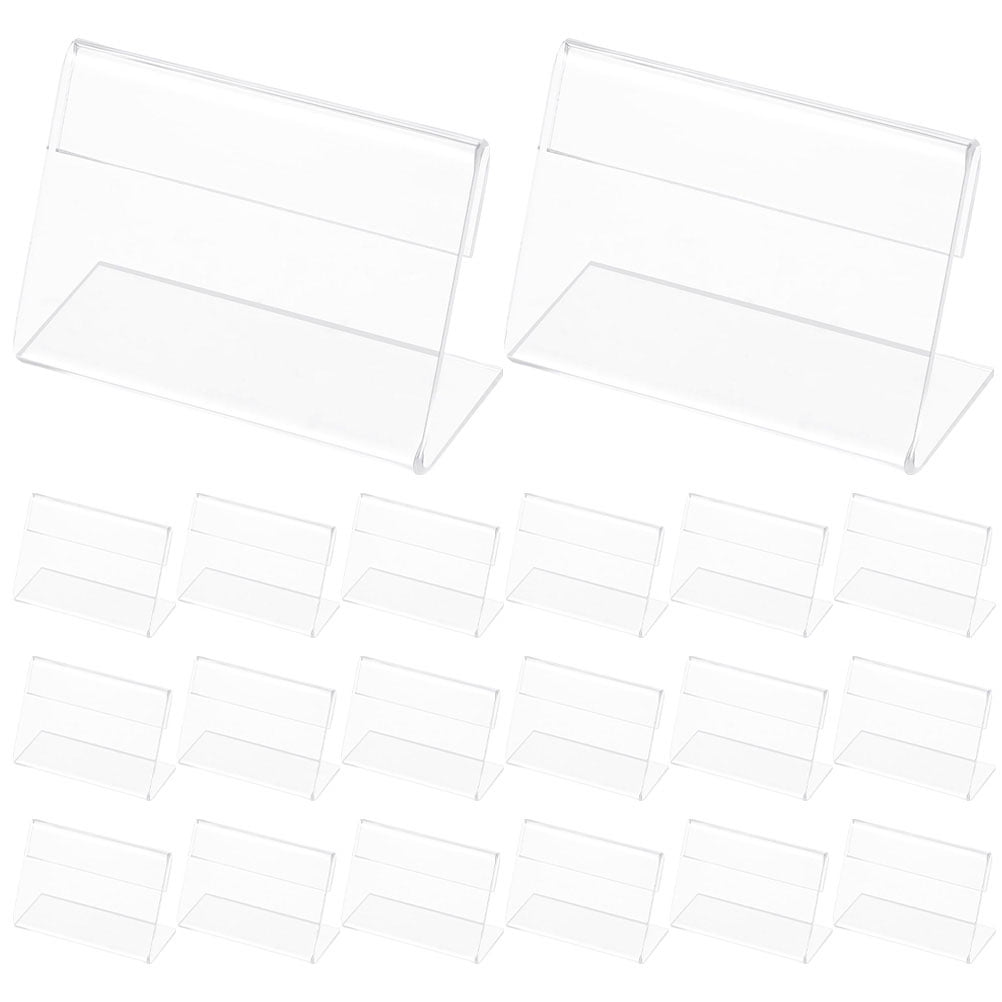 ADDHAT 50PCS Mini Clear Sign Display Holder Horizontal Slanted Acrylic ...