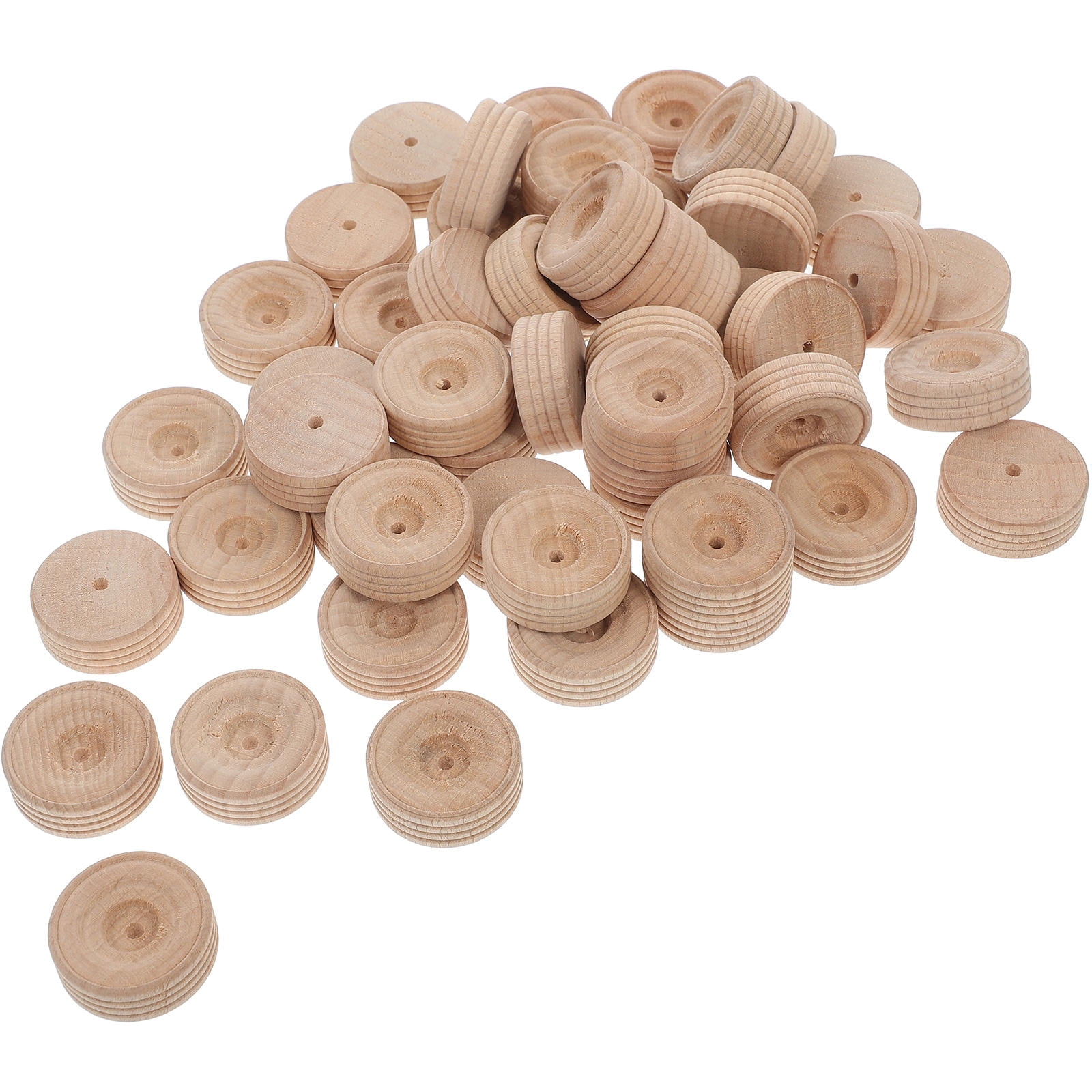 ADDHAT 50Pack Wooden Wheels for Toys Toy Car Models Round Khaki Wood ...