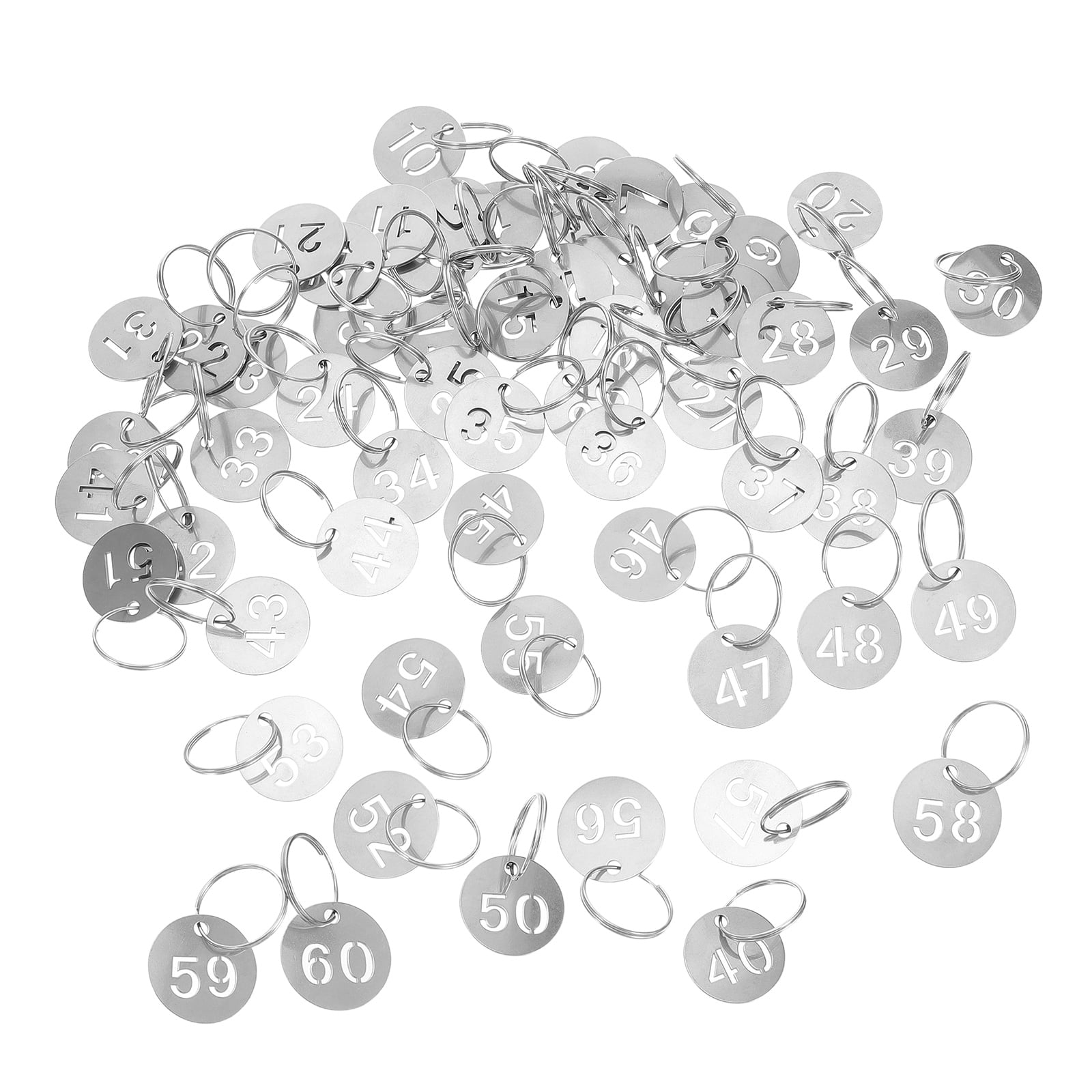 ADDHAT Round Metal Number Tags Stainless Steel for DIY Projects 60Pcs ...