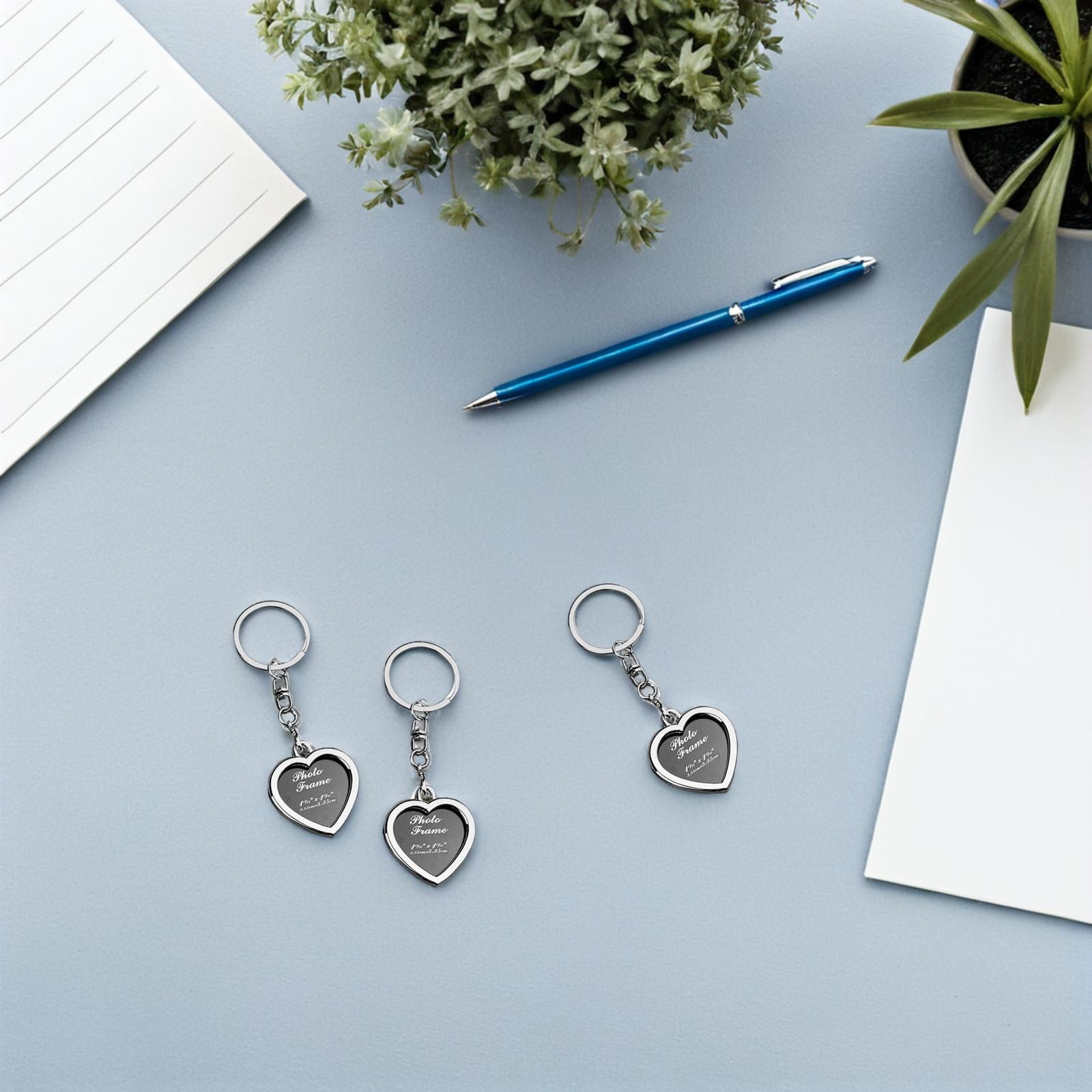 ADDHAT 6Pcs Love Heart Keyring Rings Metal Keychain for Couple and ...