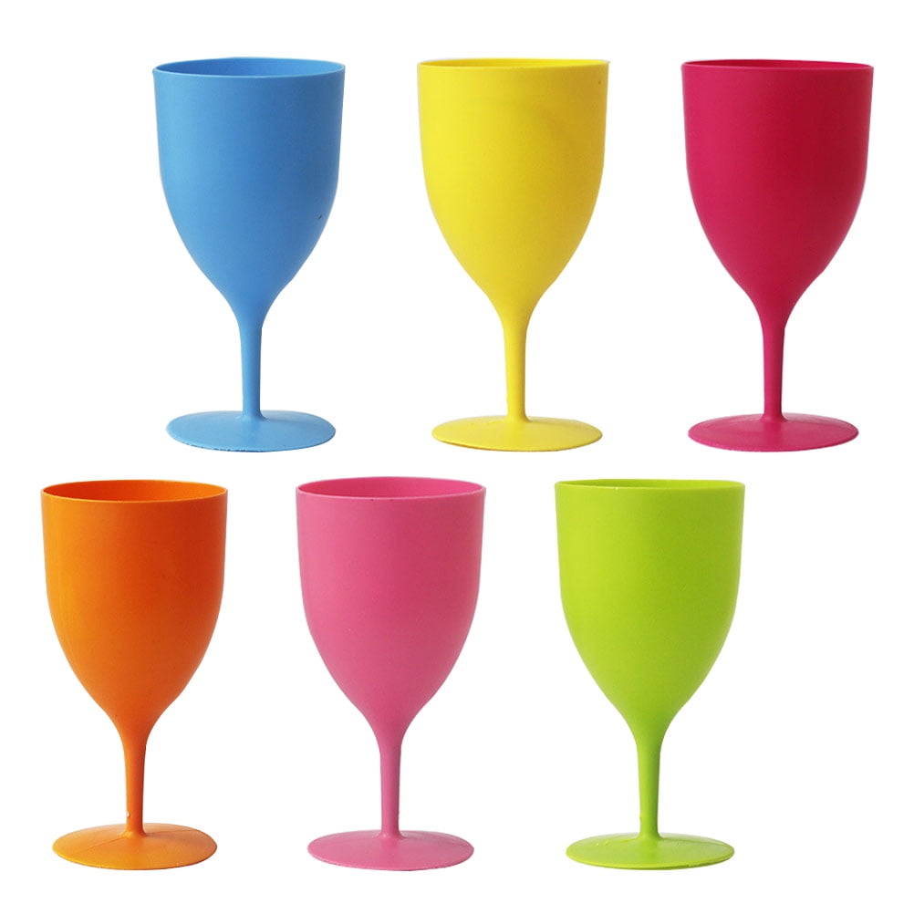 ADDHAT 6-Pack Assorted Color Plastic Goblets Party Supplies for Wedding ...