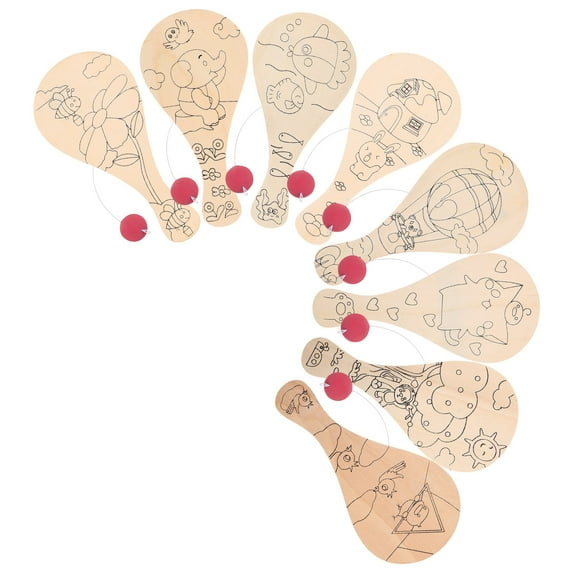 ADDHAT Light Yellow DIY Craft Paddle Toy for Kids Hand Painted Wooden ...