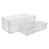 ADDHAT Clear Plastic Cosmetics Storage Box Adjustable Drawer Organizer ...