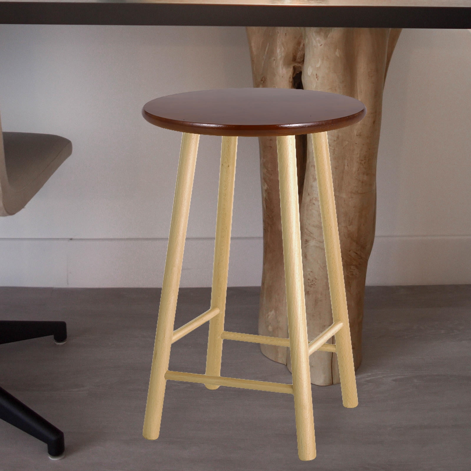 ADDHAT Light Brown Wooden Round Stool Top Replacement for Home Use ...
