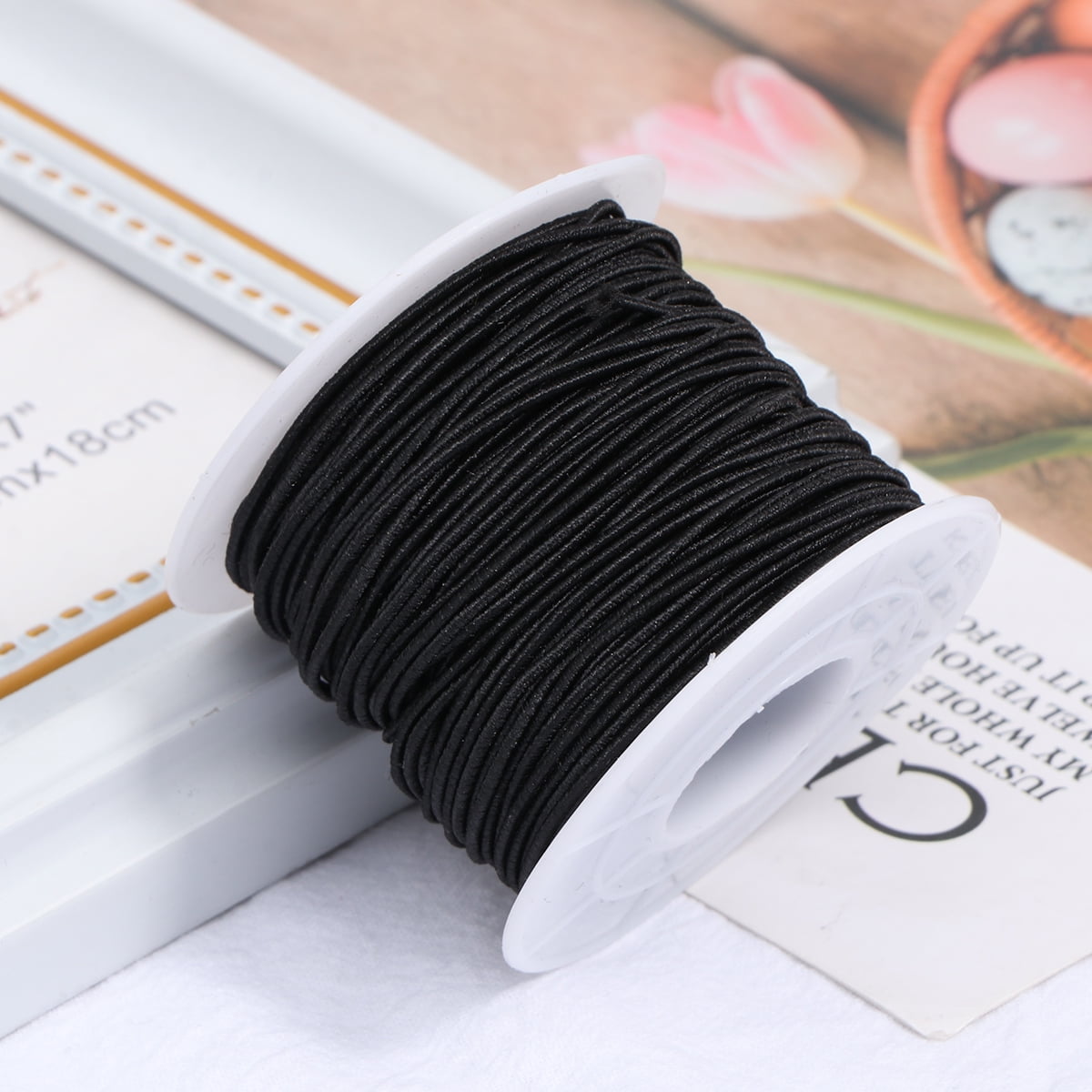 ADDHAT Elastic Black Beads Cord for Jewelry Making Bracelets and Crafts ...