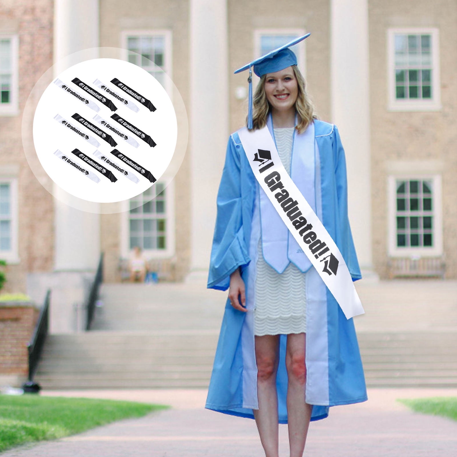 ADDHAT Black Satin Graduation Sash for Decoration Lightweight ...