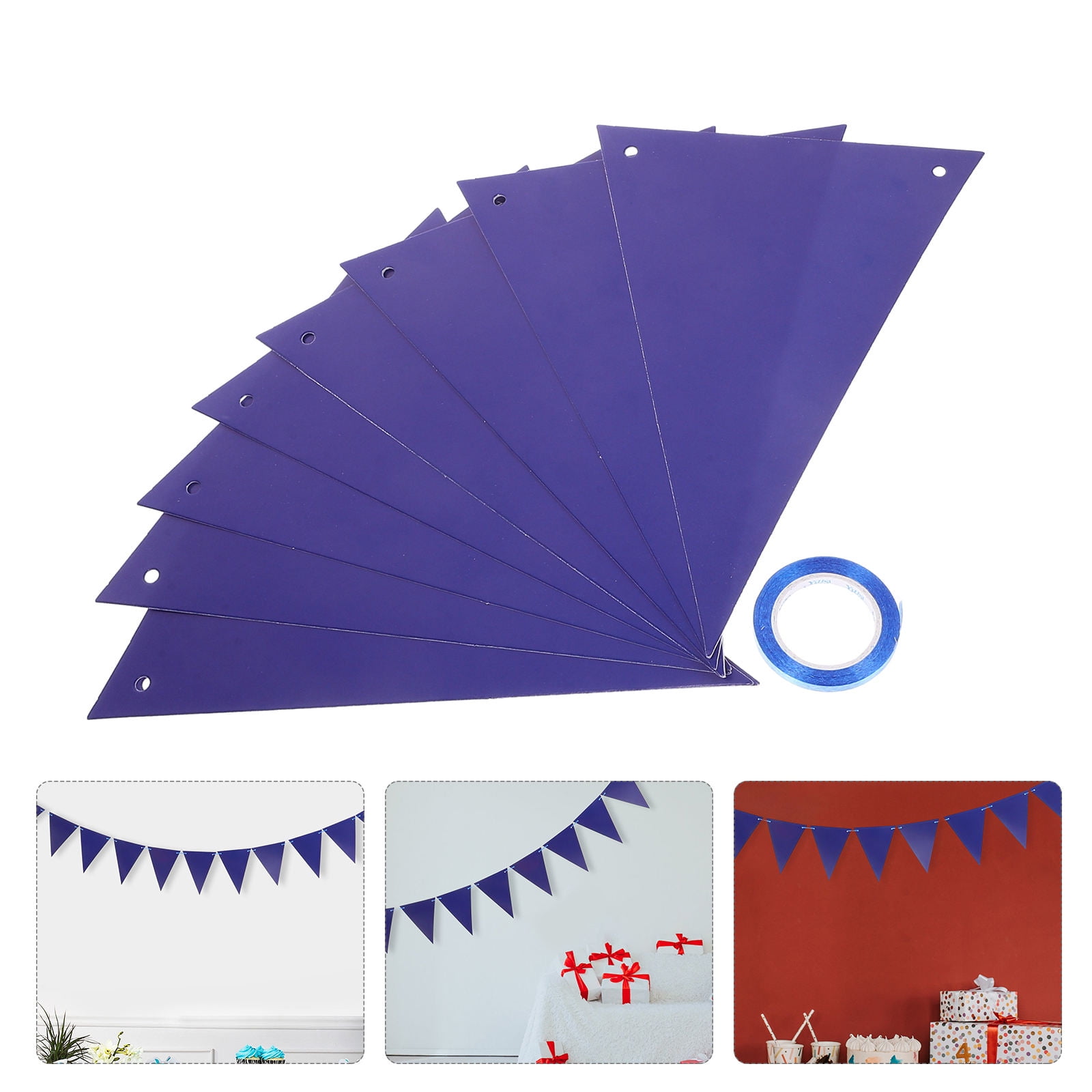 ADDHAT DIY Blank Pennant Banner Dark Blue Paper Flags for Decoration ...