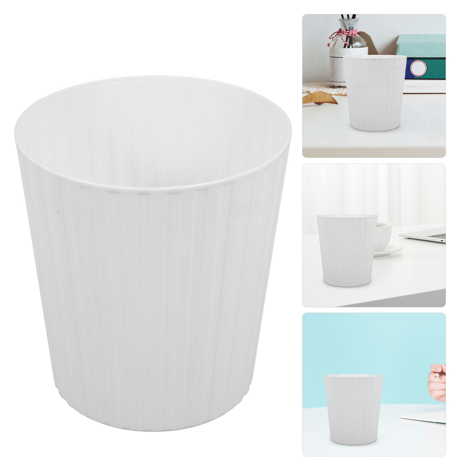 ADDHAT Desk Garbage Bucket White Plastic Rectangular Garbage Storage ...