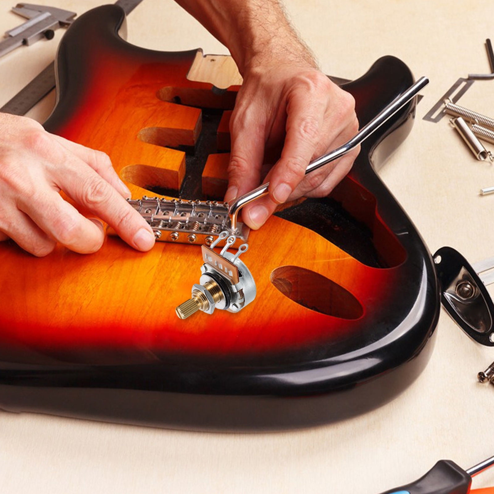 ADDHAT 4Pcs Electric Guitar Pots with Golden Through Shaft Knobs for ...