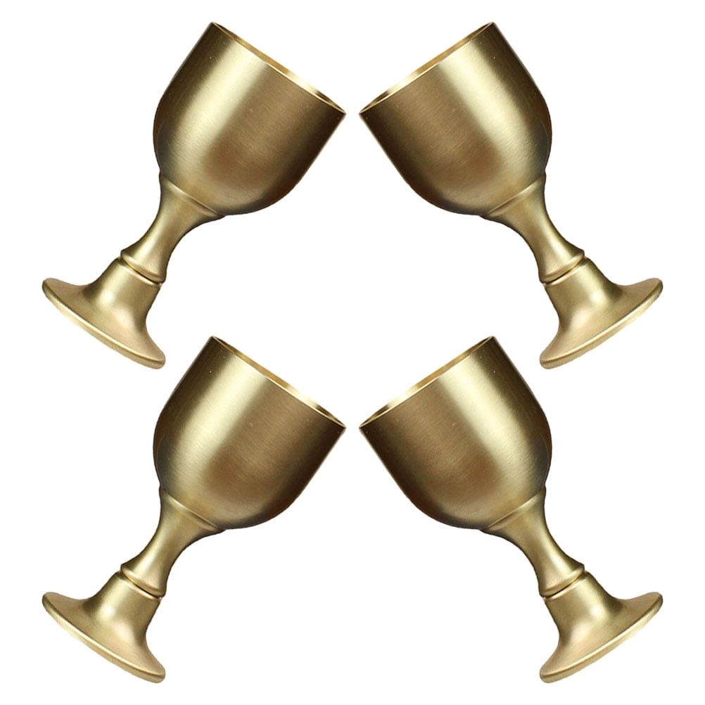 ADDHAT Set of 4 Golden Copper Alloy Goblets Medieval Style Chalices for ...
