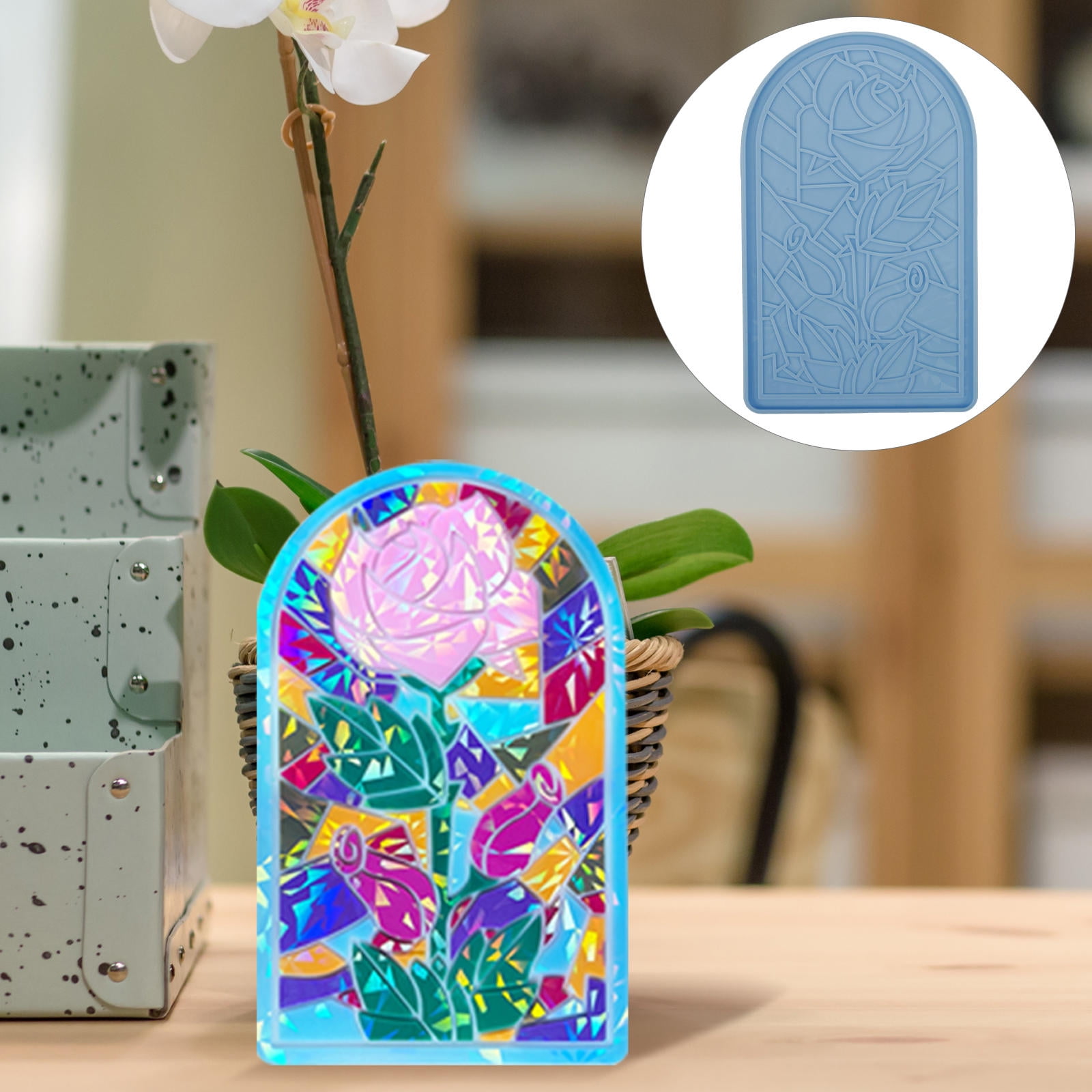 ADDHAT Epoxy Resin Mold 1Pack Silicone Fondant Molds Blue Rose Patterns ...