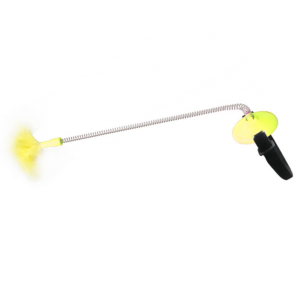 ADDHAT Cat Teasing Stick Collar Cat Teaser Toy Yellow Plush 1Set ...