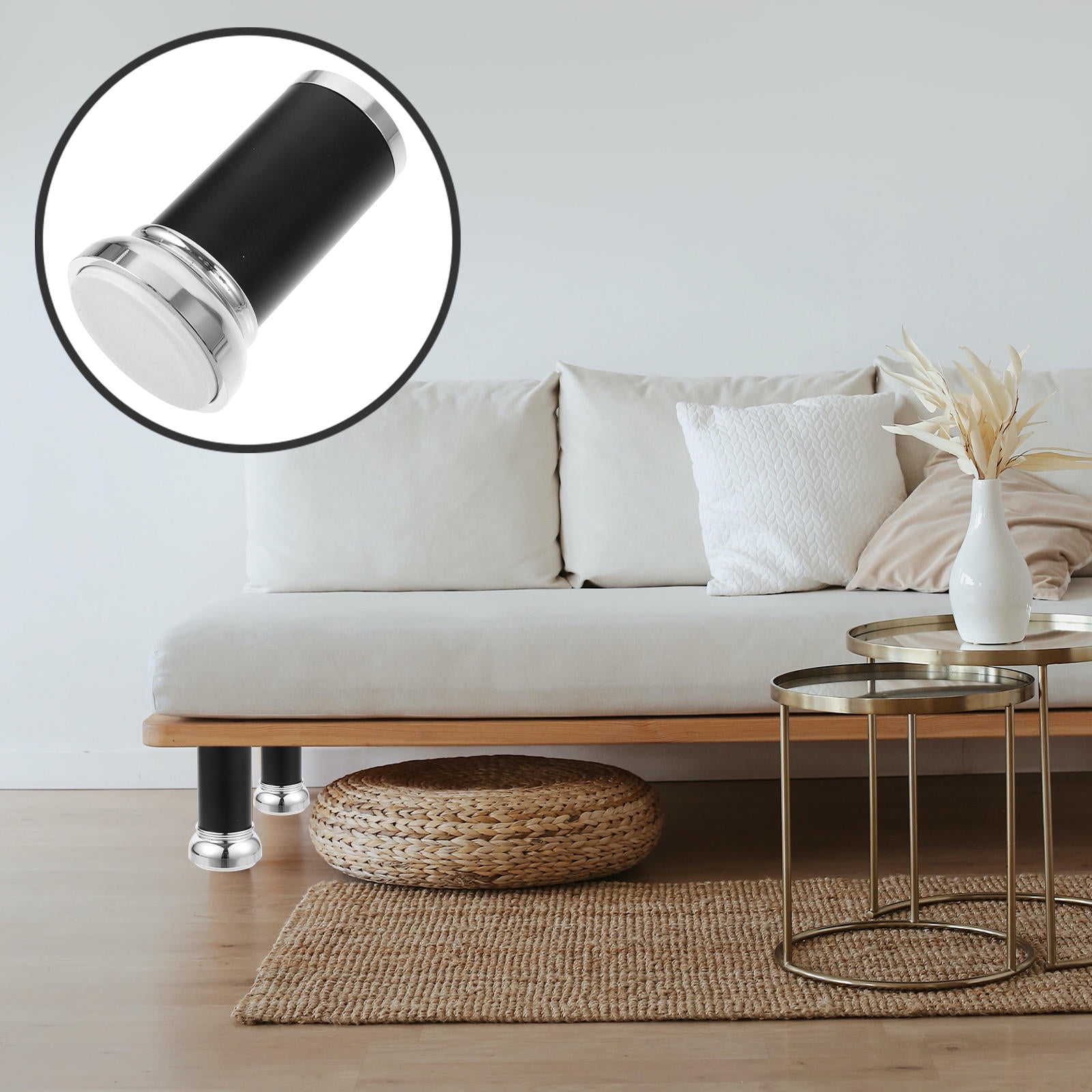 ADDHAT Furniture Leg 1Pcs Cylindrical Black Aluminum Alloy for ...