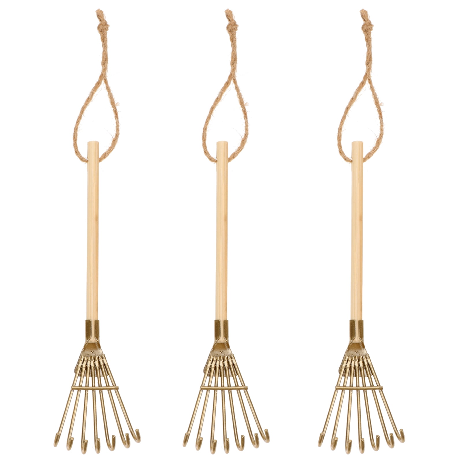 ADDHAT Golden Iron Miniature Rake Decorative Accessory for Dollhouses ...