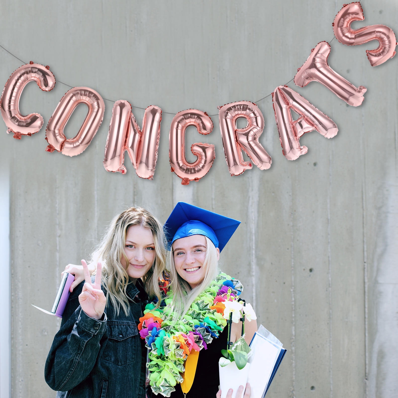 ADDHAT Graduation Balloon Set Rose Gold Aluminum Film Party Hanging ...