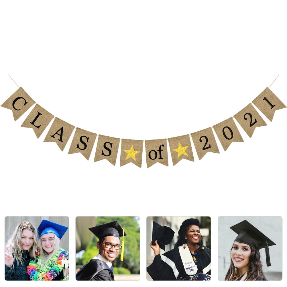 ADDHAT Graduation Decorations Banner Burlap Khaki 6.7x5.1in 1 Set for ...
