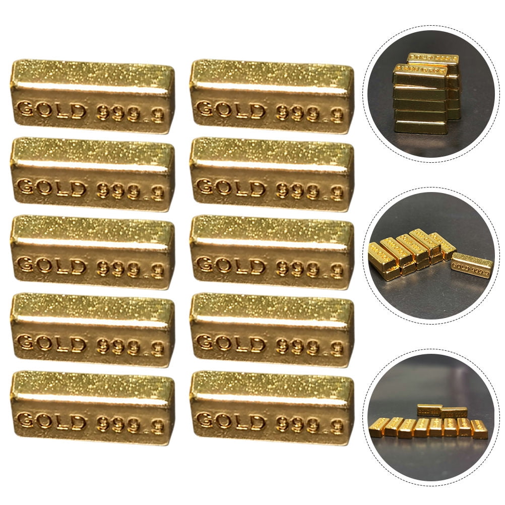 ADDHAT Mini Gold Bar Model Golden Rectangular 10Pack for Photography ...