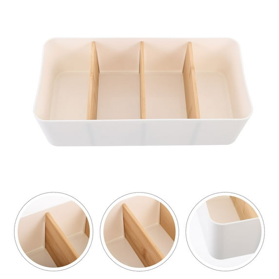 ADDHAT Multi-Grid Storage Box Detachable Grid Storage Box Beige Bamboo ...