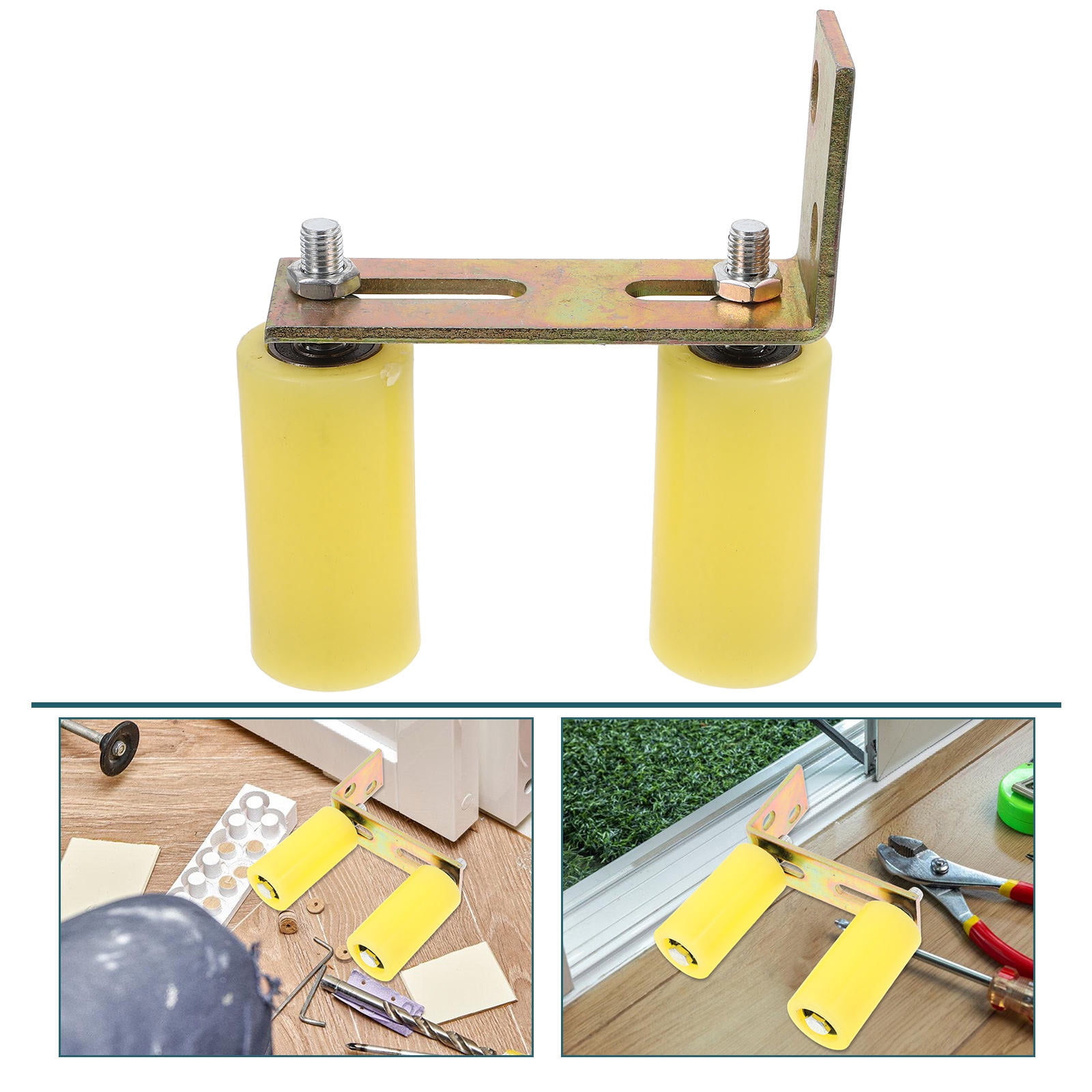 ADDHAT Nylon Yellow Slide Gate Guide Roller 1Set For Sliding Doors And ...