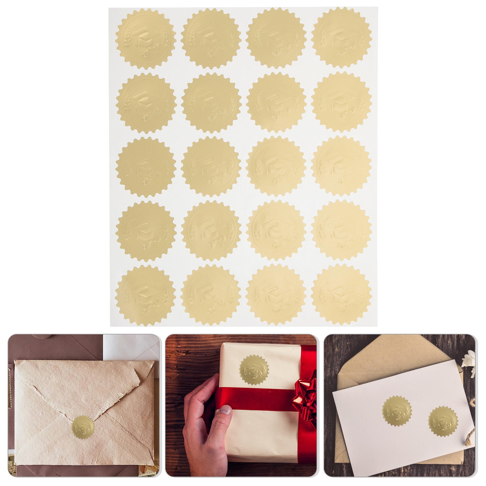 ADDHAT Packing Stickers 200Pieces Golden Square Gold Foil Paper for ...