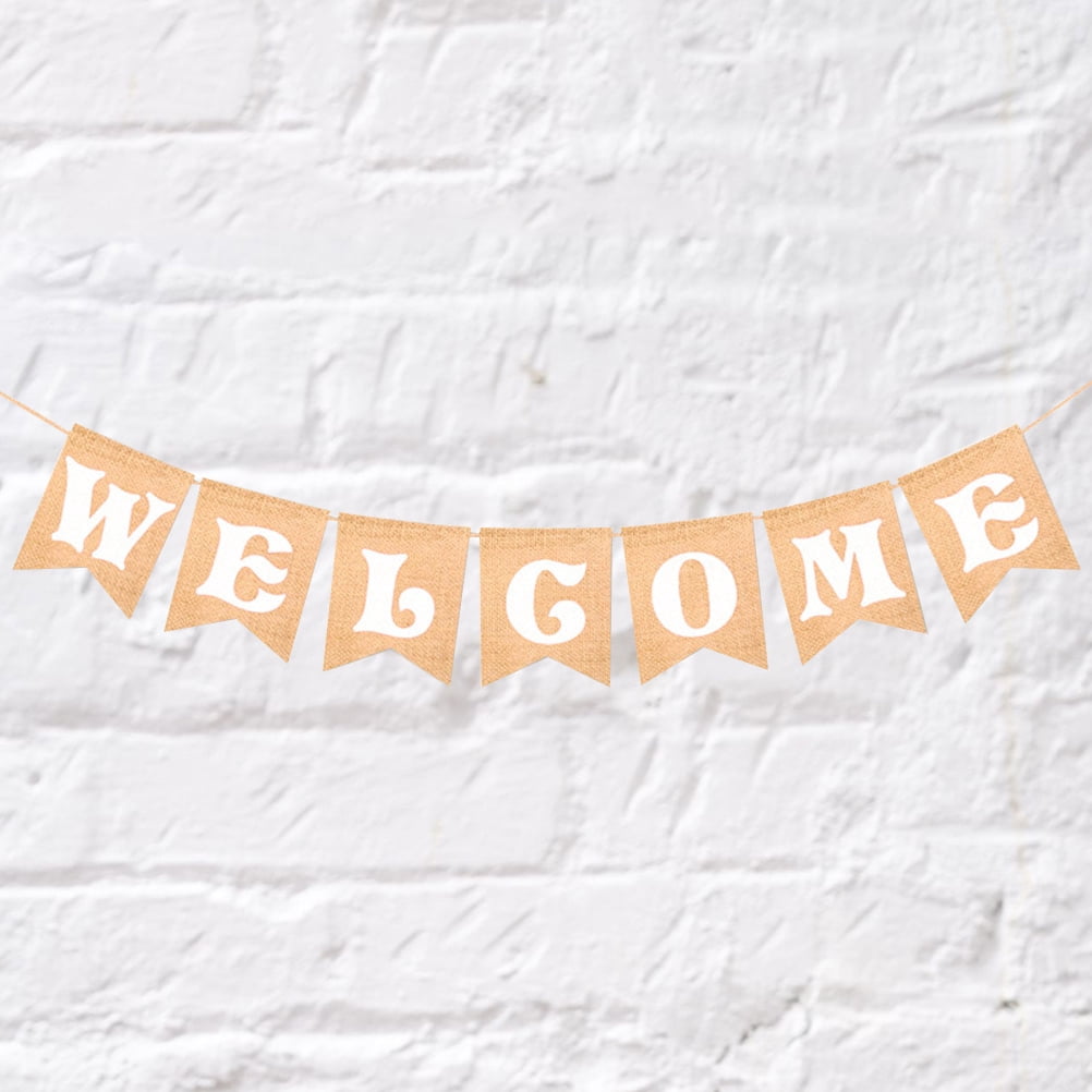 ADDHAT Pennant Banner Flags Welcome Sign for Party 1 Set in White Color ...